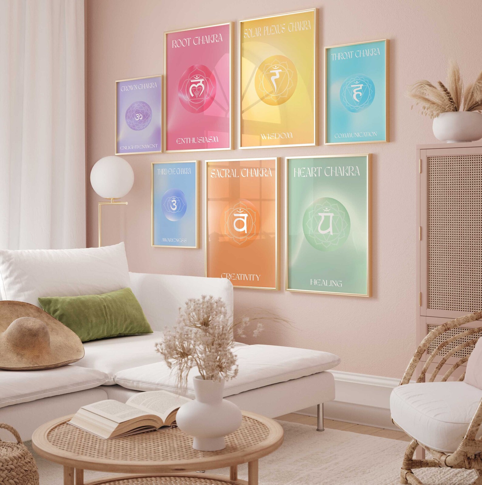 Chakra Poster Set of 7, Aesthetic Spiritual Wall Art, Gradient Art ...