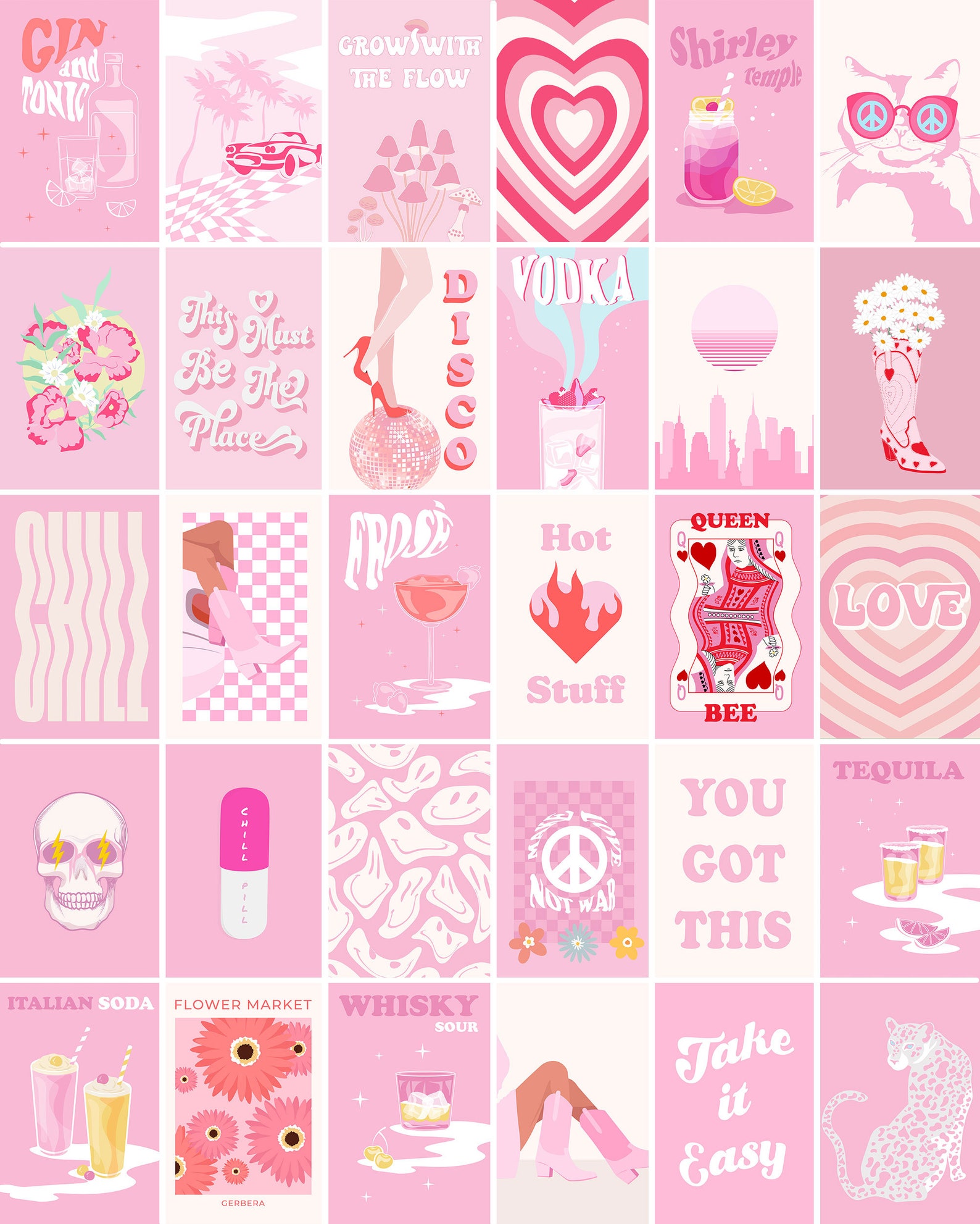 Trendy Gallery Wall Prints Retro Art Print Bundle Set of 30 - Etsy