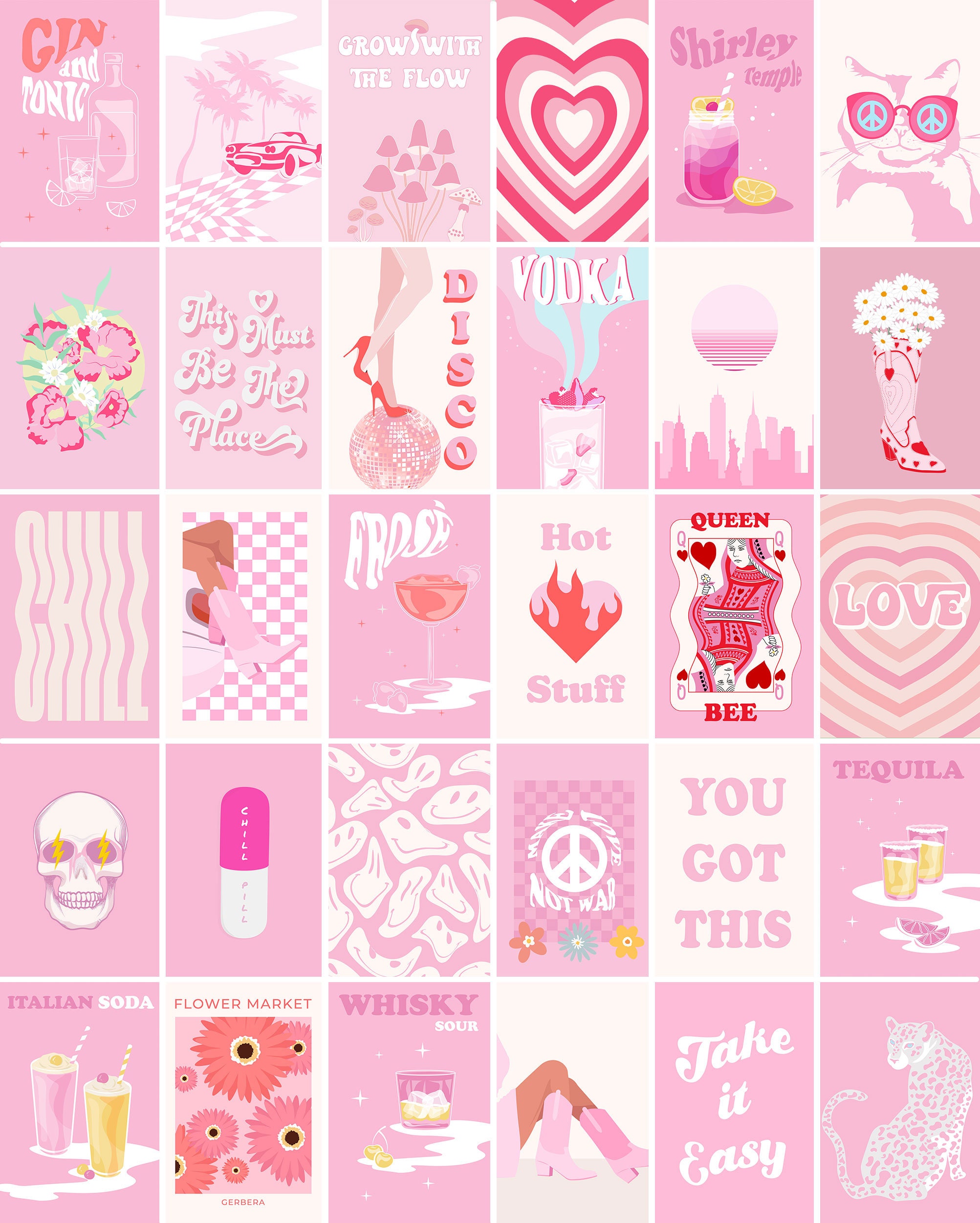 Trendy Gallery Wall Prints Retro Art Print Bundle Set of 30 - Etsy