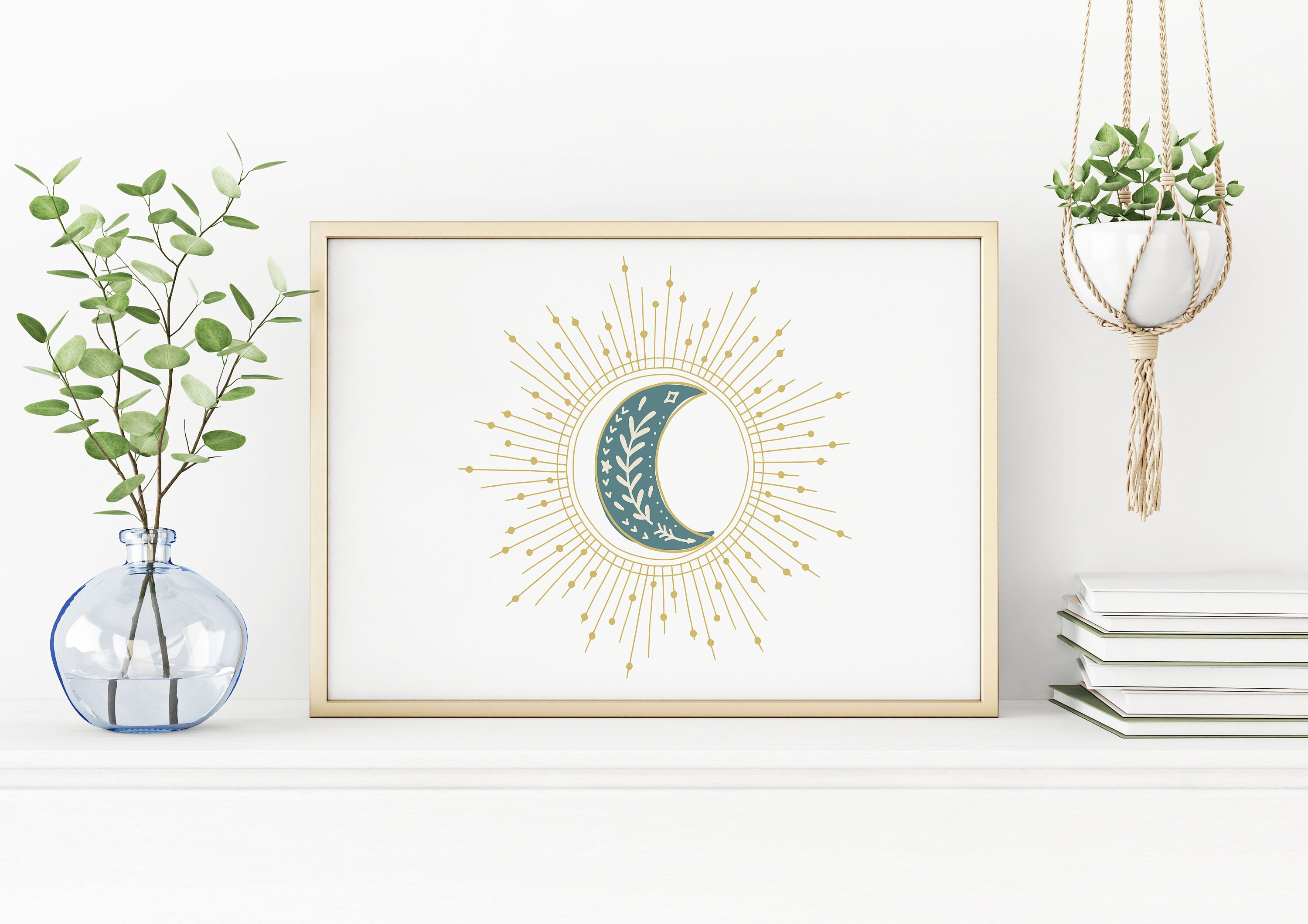 Mid Century Modern Art Sun and Moon Print Midcentury Print Boho Sun ...