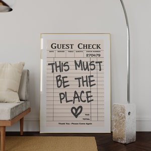 Guest Check Print, Trendy Wall Art, This Must Be the Place, Retro Wall ...
