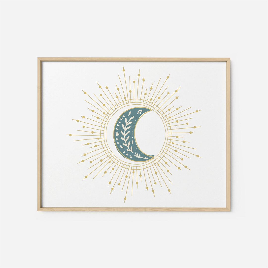 Mid Century Modern Art Sun and Moon Print Midcentury Print Boho Sun ...