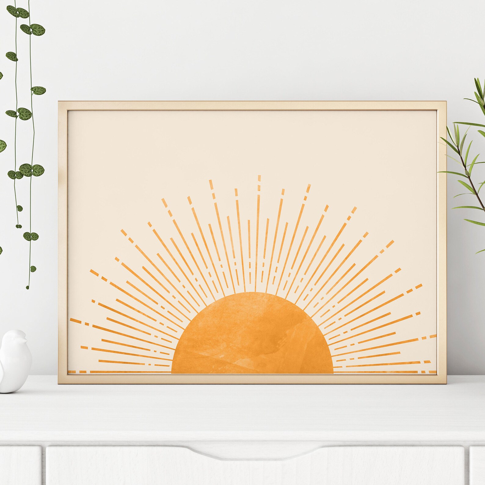 Boho Horizontal Sun Print Yellow Sun Poster Sunrise Wall - Etsy