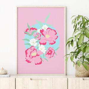 Trendy Gallery Wall Art Print Set, Retro Art Print Bundle Set, 6 Pink ...