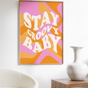 Trendy Cool Stay Groovy Baby Word Print | Funky 70s Retro Print ...