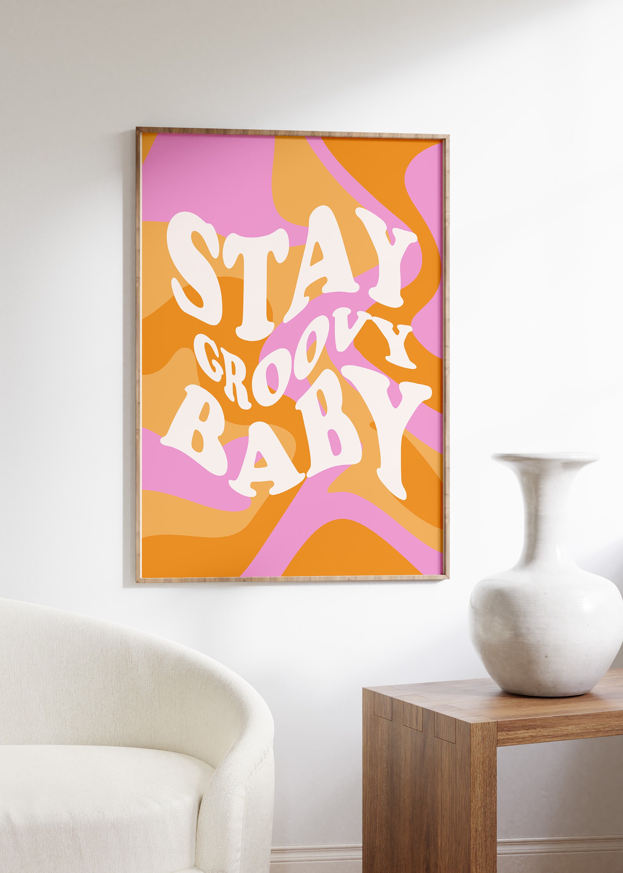 Trendy Cool Stay Groovy Baby Word Print | Funky 70s Retro Print ...