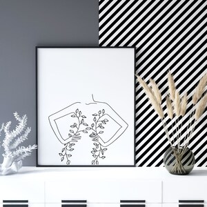 Woman Line Art, Chic Boho Wall Art, Minimalist Line Art Poster, Single ...
