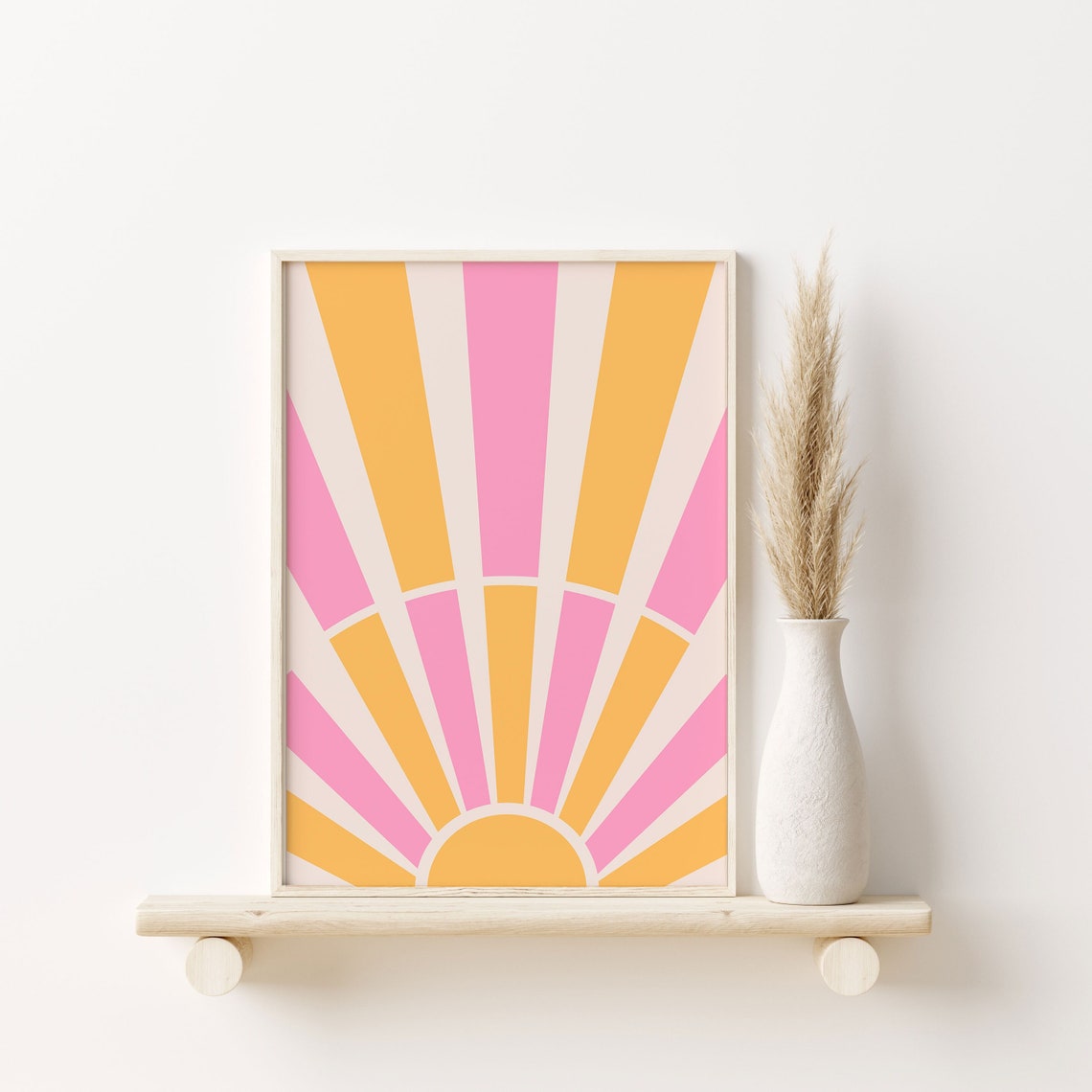 Trendy Wall Art Retro Sun Poster Teen Room Poster Pink and - Etsy