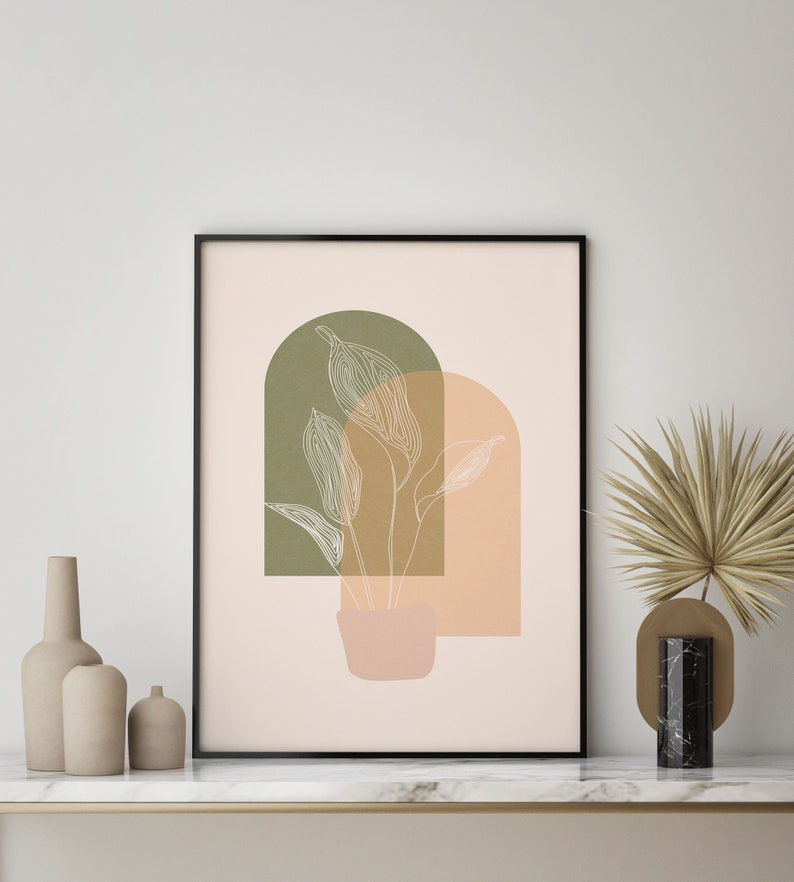 Abstract Botanical Print Printable Wall Art Plant Wall | Etsy