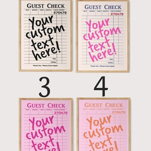 Custom Guest Check Art Print, Trendy Wall Art, Digital Download, Pick ...