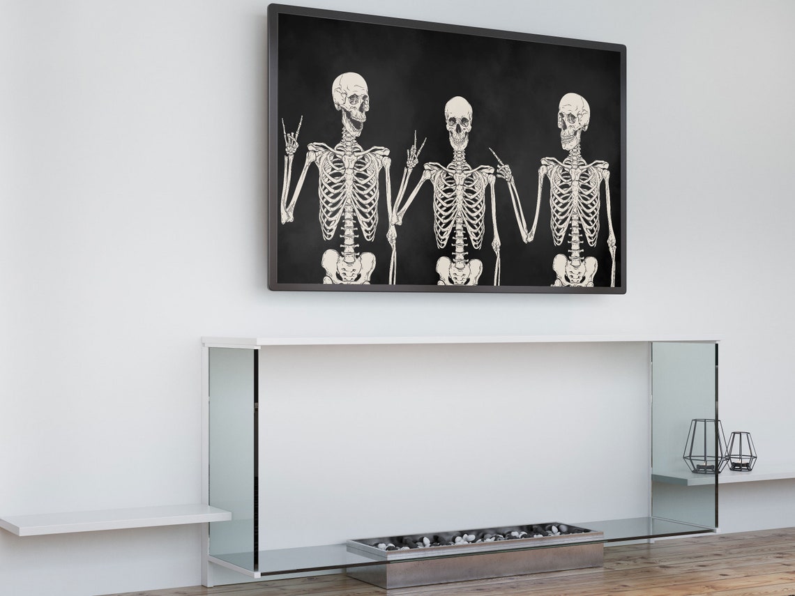 Halloween Art Frame TV Funny Skeleton Print Modern Digital - Etsy