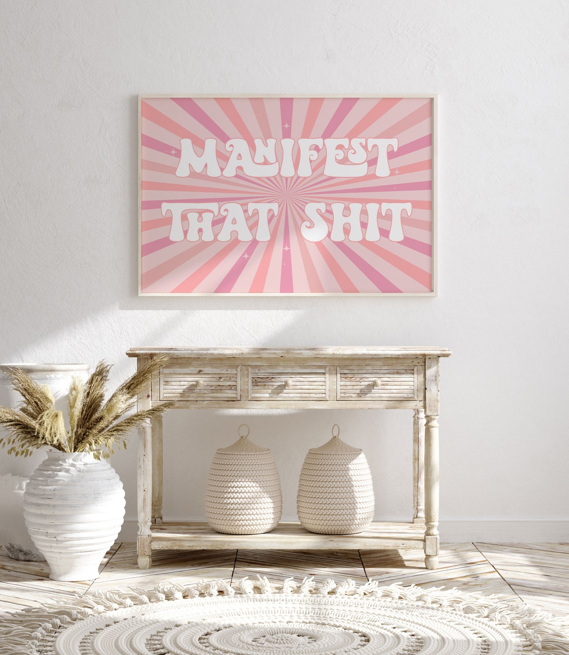 Retro Pink Quote Poster, Motivational Quote Print, Trendy Preppy Pink ...