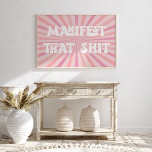 Retro Pink Quote Poster, Motivational Quote Print, Trendy Preppy Pink ...