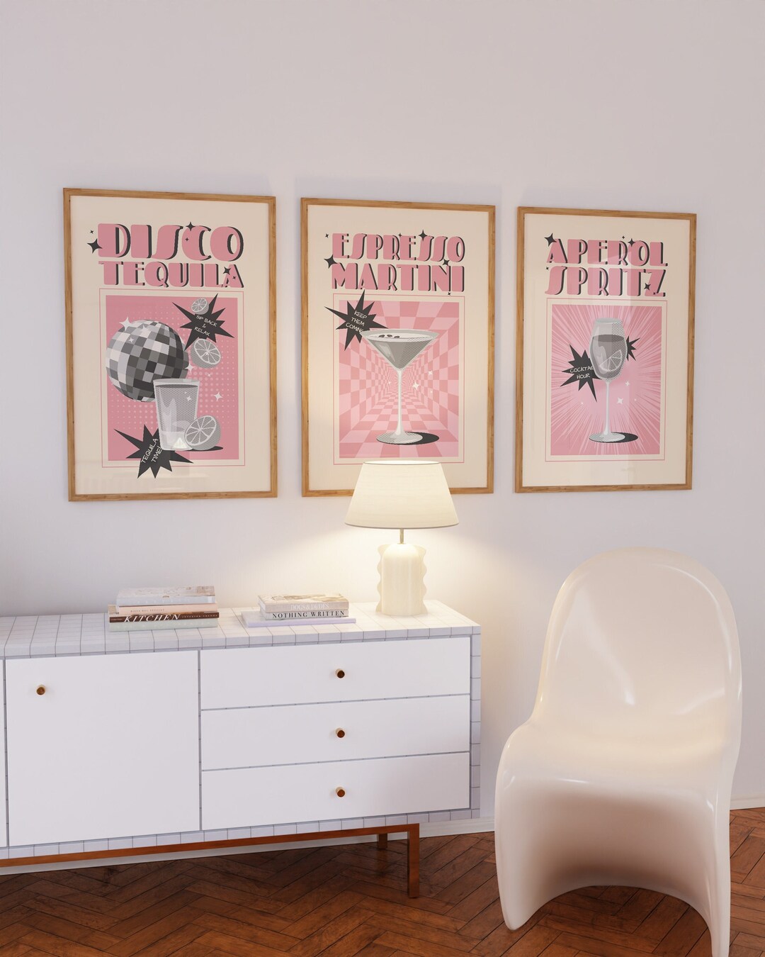 Retro Cocktail Print Set of 3, Bar Cart Prints, Trendy Wall Art, Funky ...