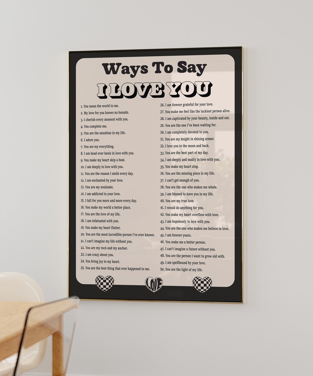 Retro Wall Art, Bar Cart Wall Art, Ways to Say I Love You Print, Trendy ...