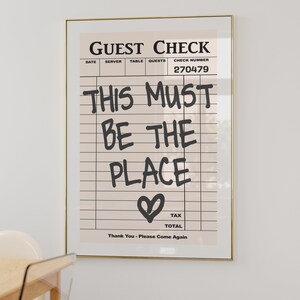 Guest Check Print, Trendy Wall Art, This Must Be the Place, Retro Wall ...