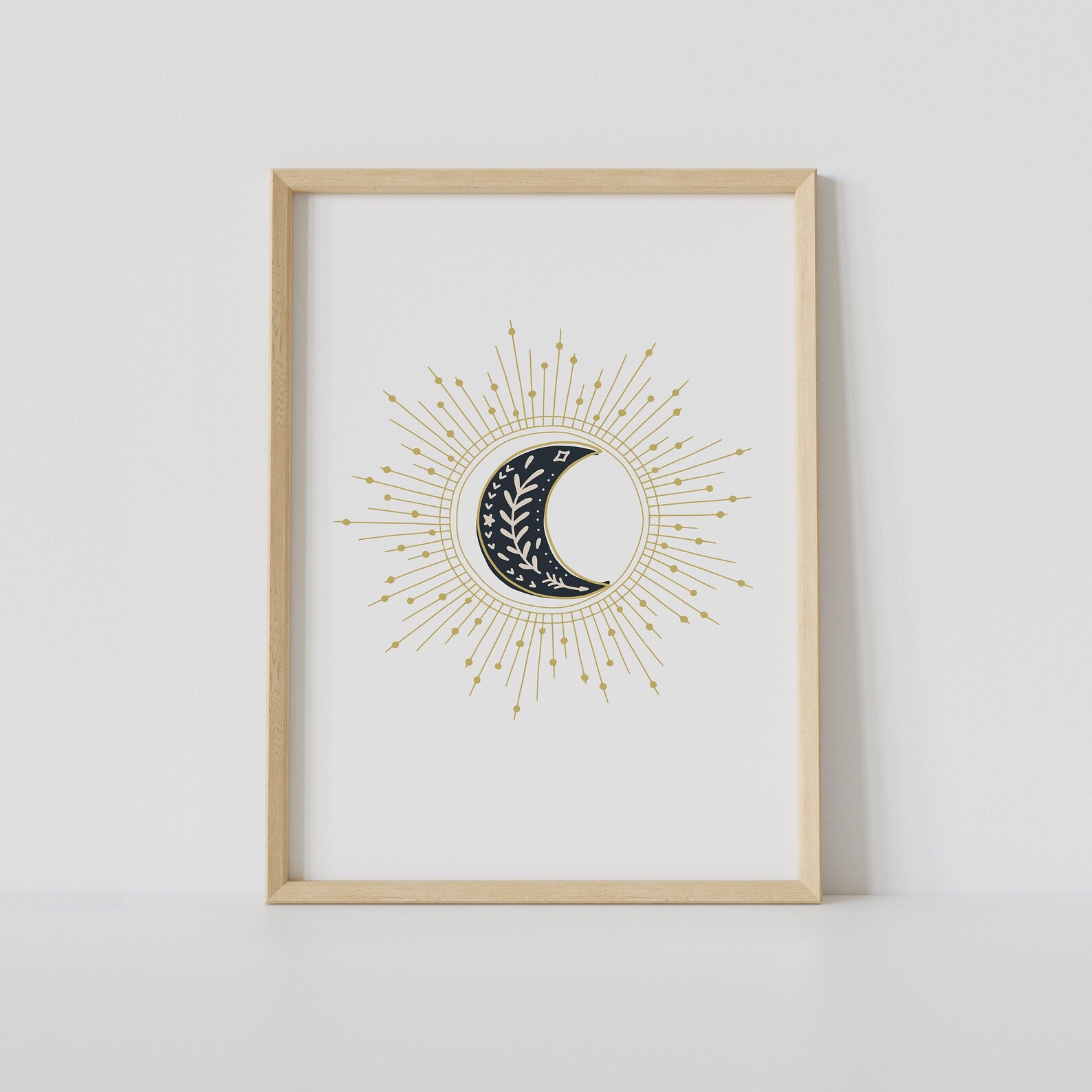 Sun Illustration Sun Moon Boho Art Abstract Minimalist Wall Art Boho ...