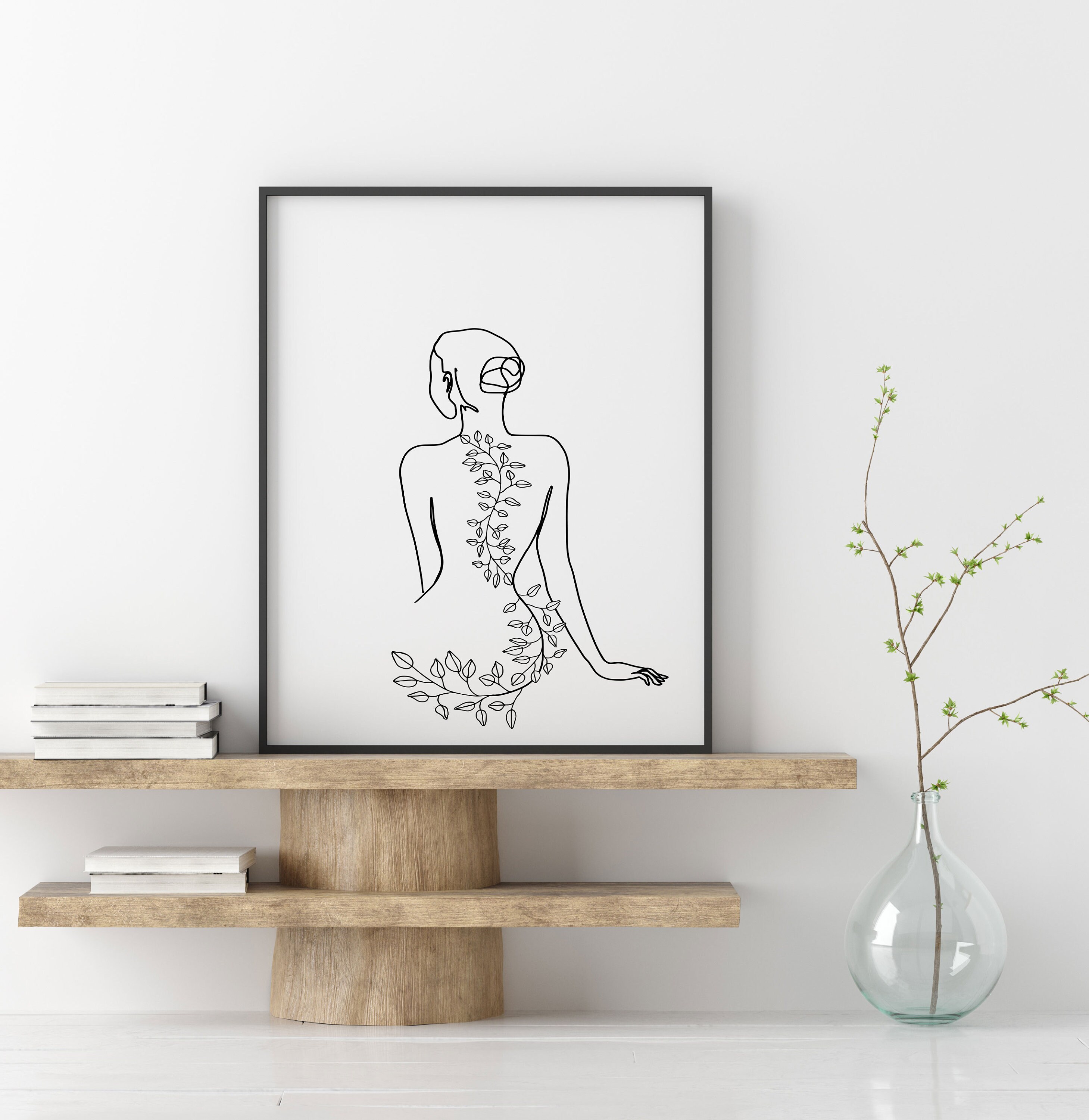 Minimalist Line Art, Woman Body Print Black White Minimalist Print ...