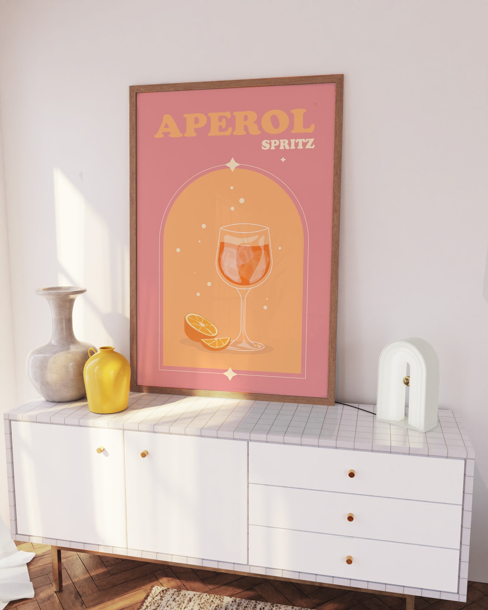 Cute Bar Cart Poster, Aperol Spritz Cocktail Print, Trendy Apartment ...