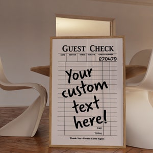 Custom Guest Check Art Print, Trendy Wall Art, Digital Download, Pick ...