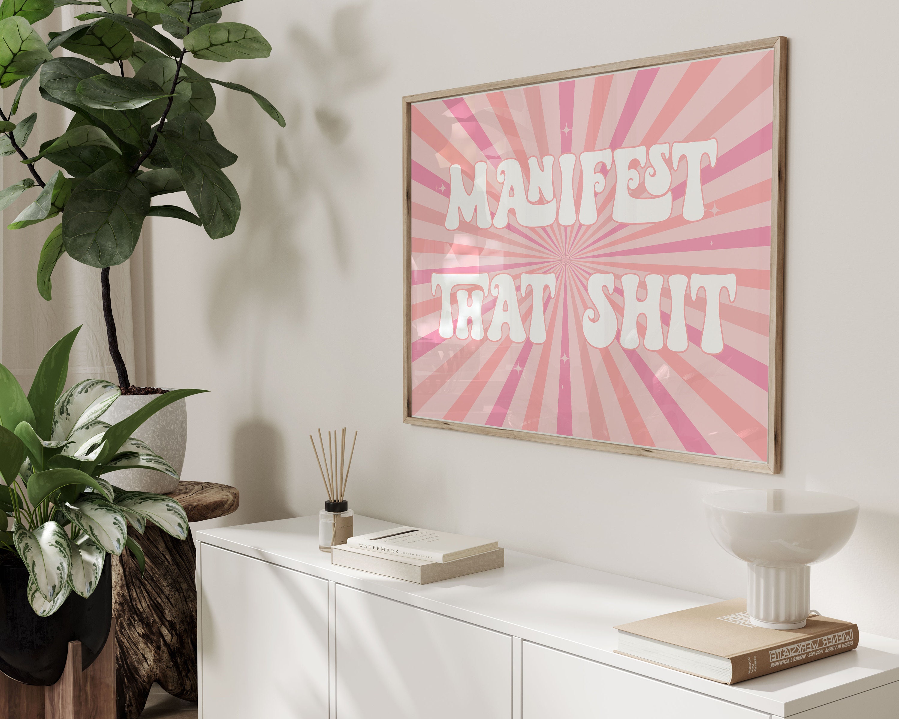 Retro Pink Quote Poster Motivational Quote Print Trendy | Etsy