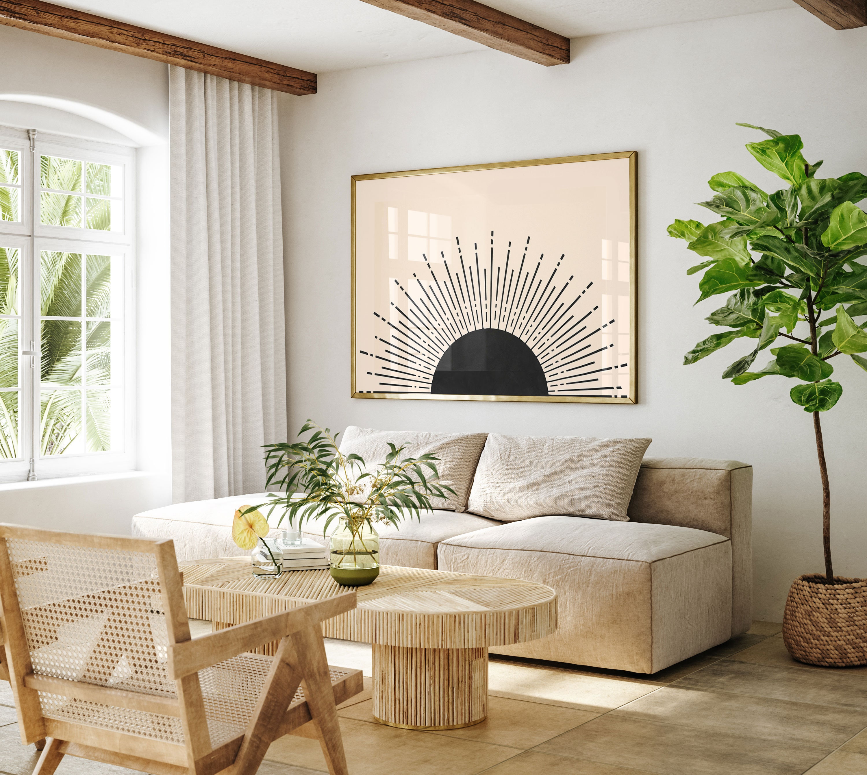 Black Sun Print, Horizontal Sun Poster, Digital Download Sun Wall Art ...