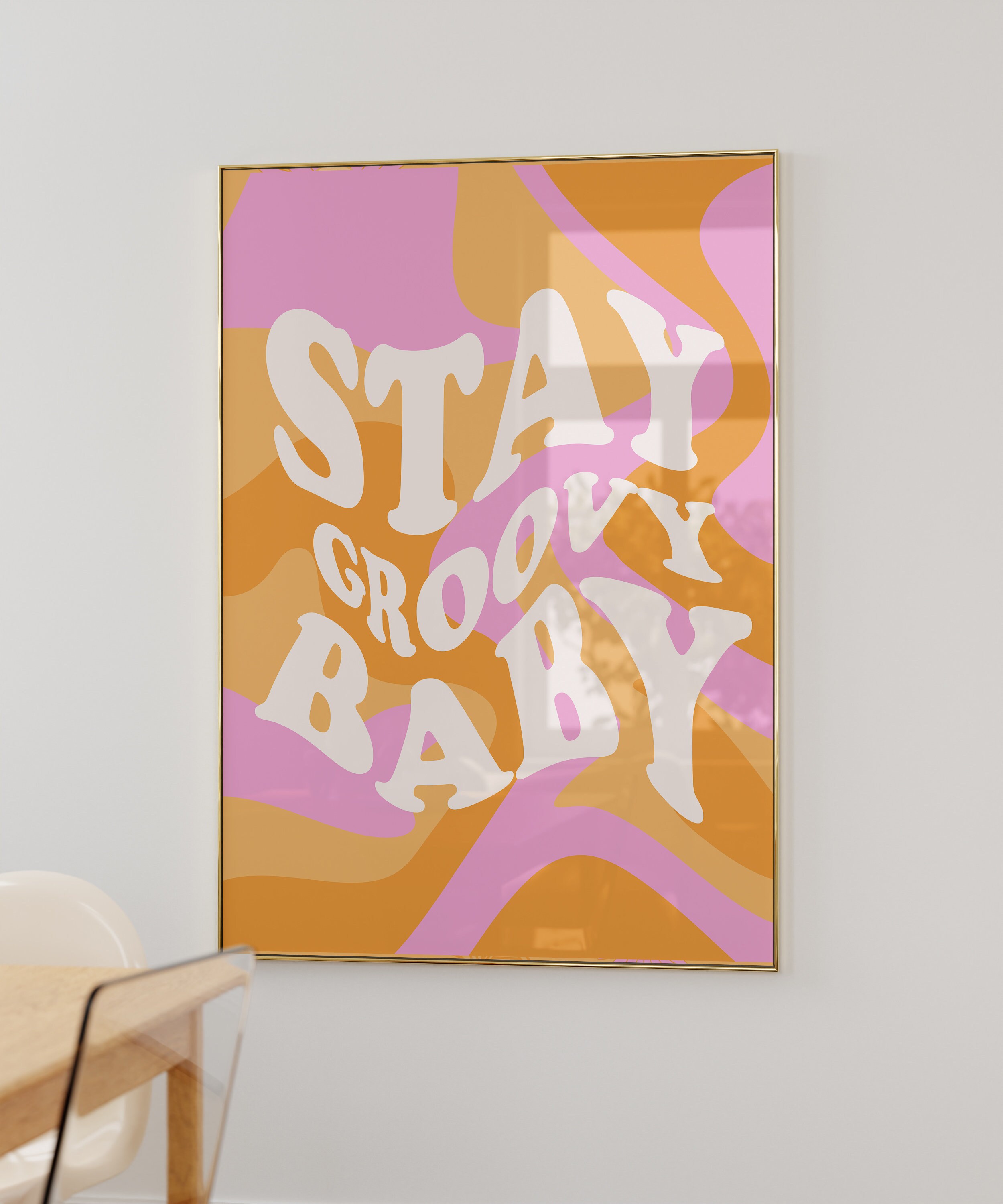 Trendy Cool Stay Groovy Baby Word Print | Funky 70s Retro Print ...
