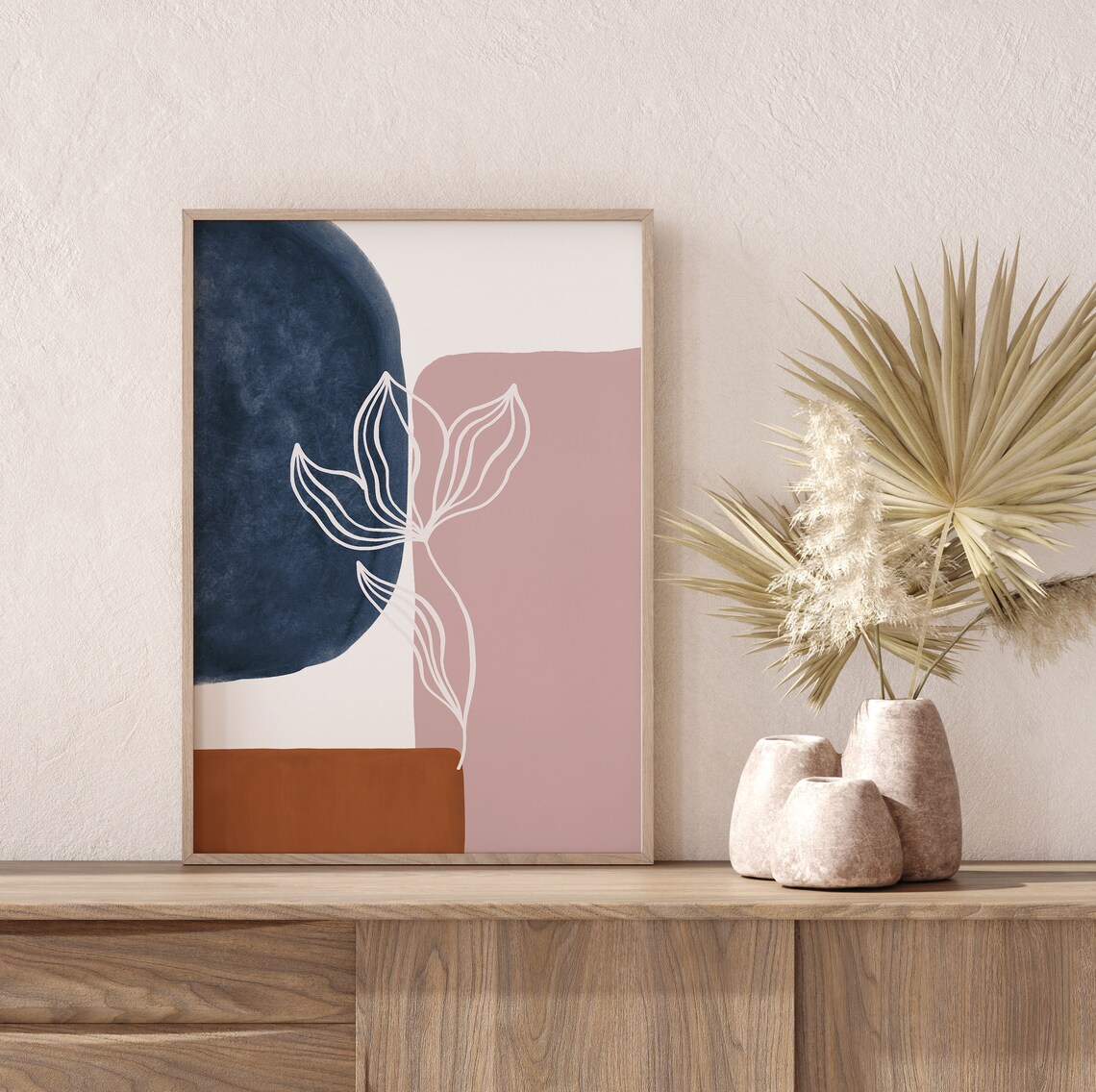 Boho Gallery Wall Art Set Modern Boho Print Set Navy and - Etsy