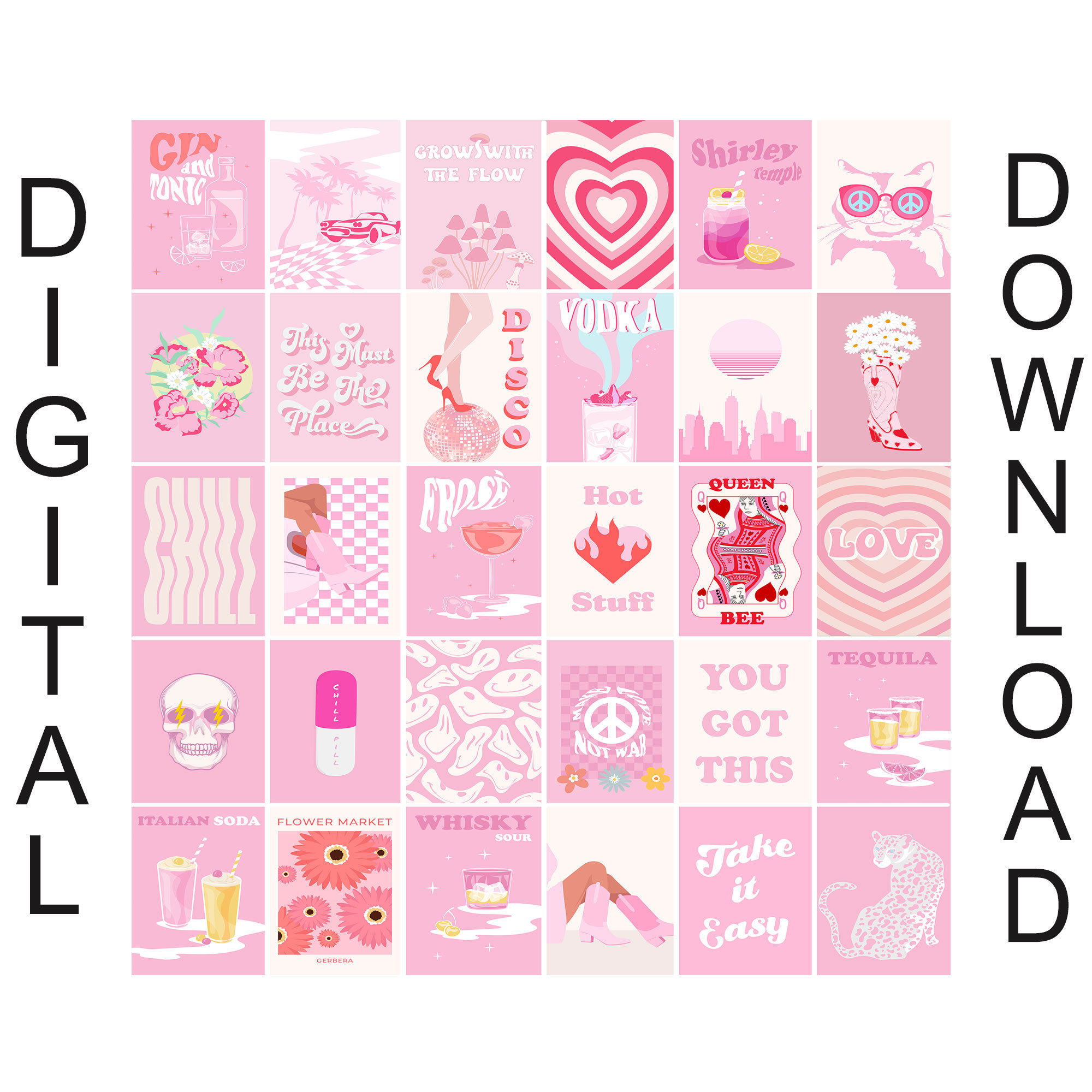 Trendy Gallery Wall Prints Retro Art Print Bundle Set of 30 - Etsy