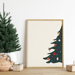Christmas Tree Printable, Modern Christmas Print, Trendy Retro Poster ...