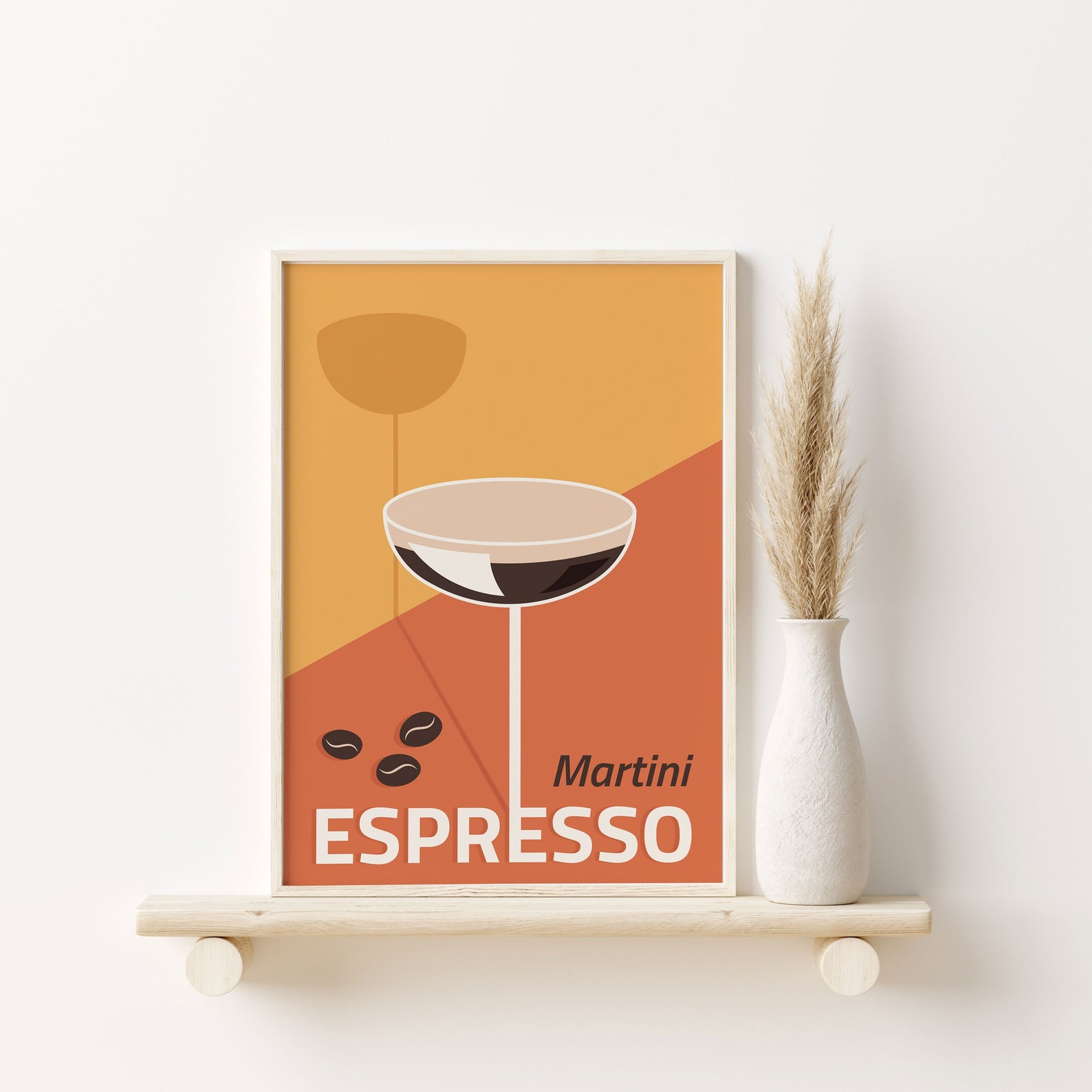 Cocktail Print Mid Century Modern Retro Orange Yellow Poster - Etsy