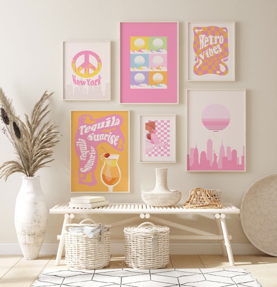 Trendy Gallery Wall Prints Retro Art Print Bundle Set of 6 - Etsy