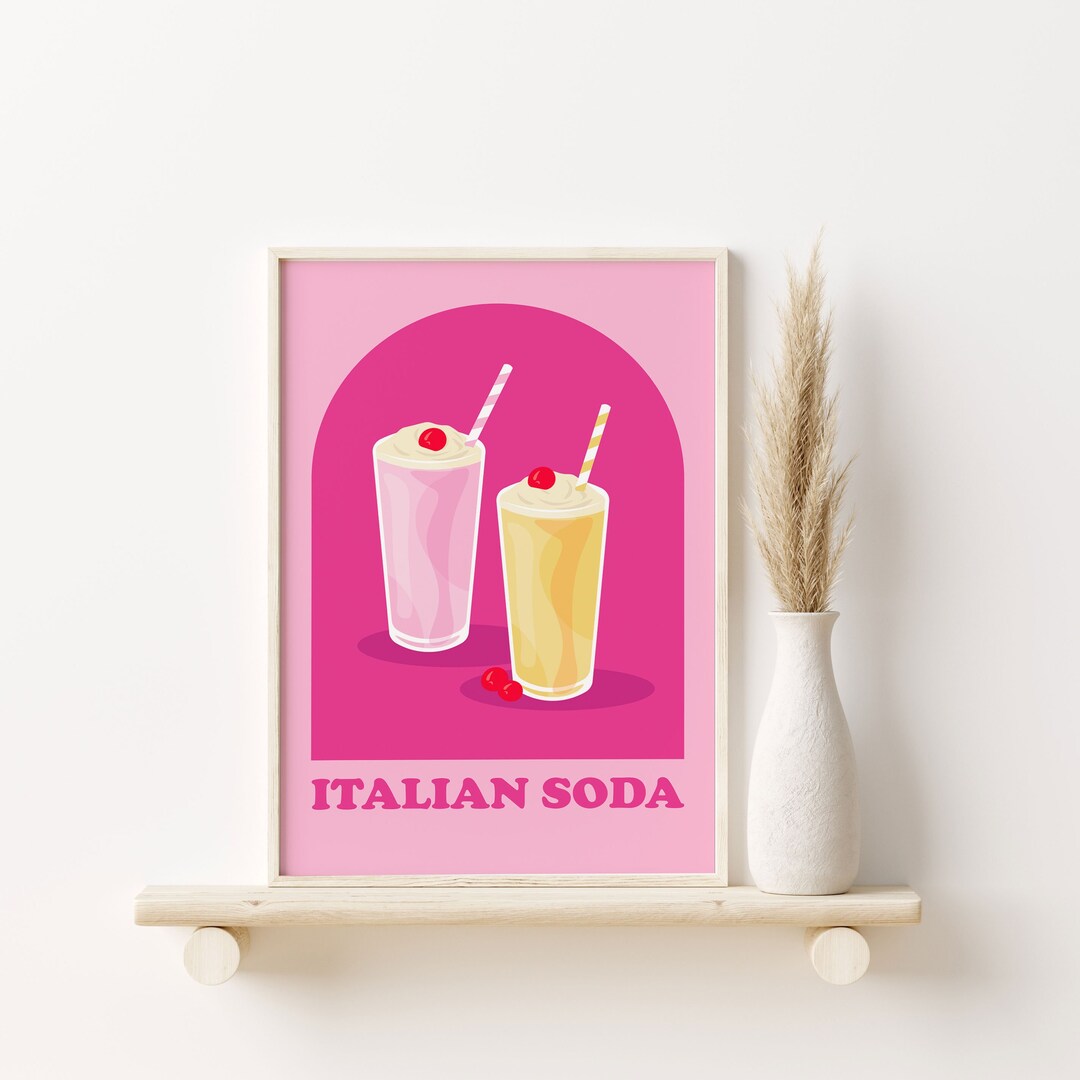 Printable Italian Soda Poster, Retro Poster, Drinks Poster, Pastel Tone ...