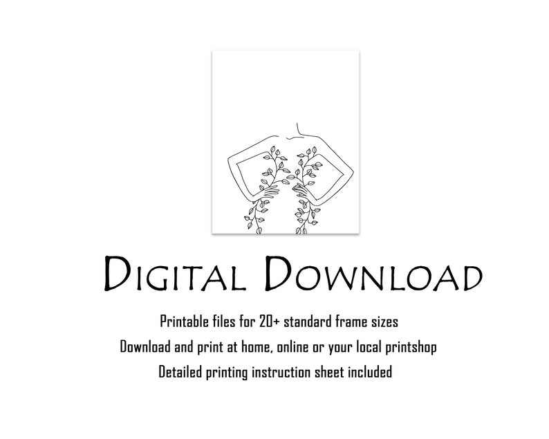 Woman Line Art Chic Boho Wall Art Minimalist Line Art | Etsy