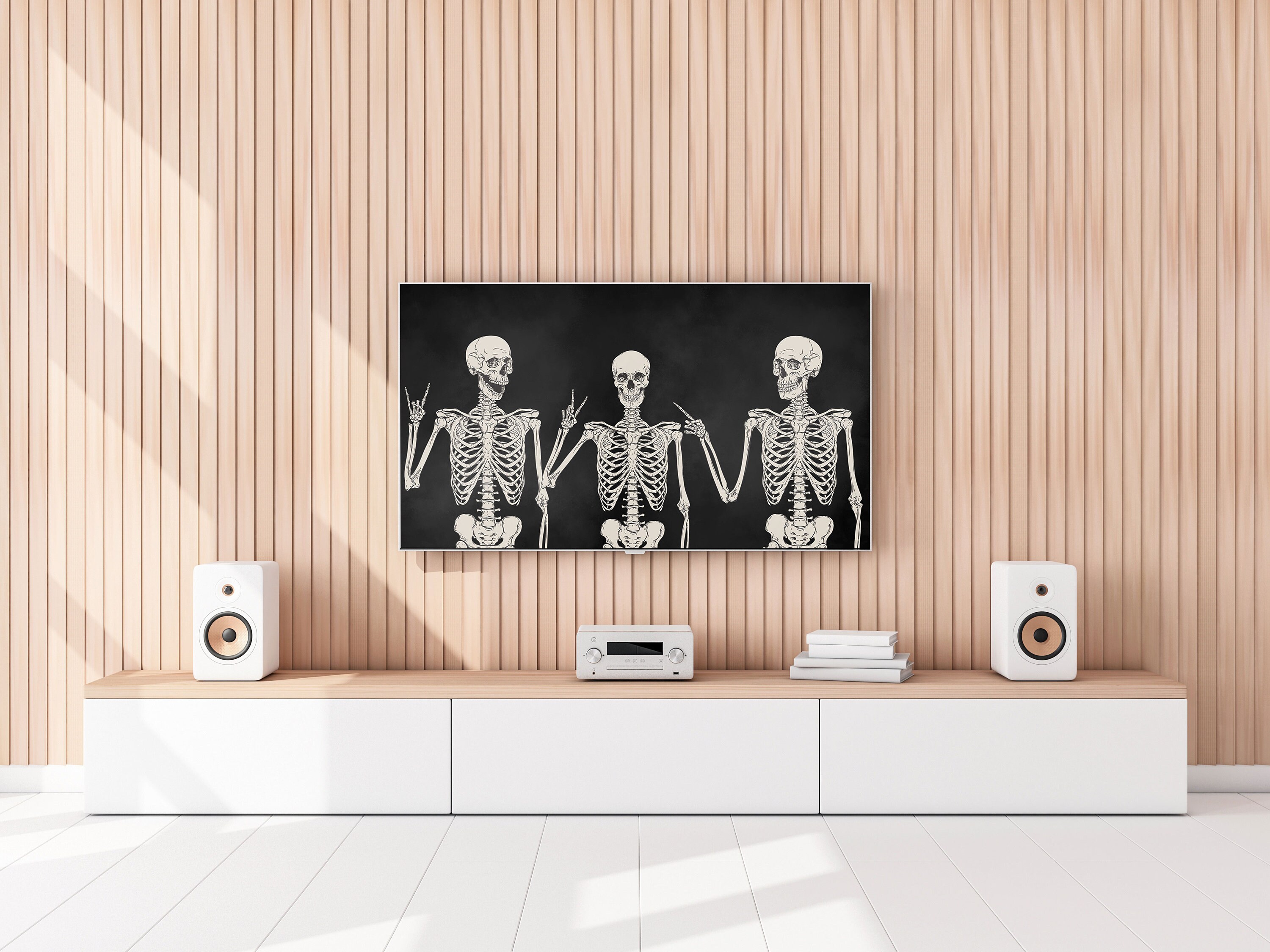 Halloween Art Frame TV, Funny Skeleton Print, Modern Digital Art for ...