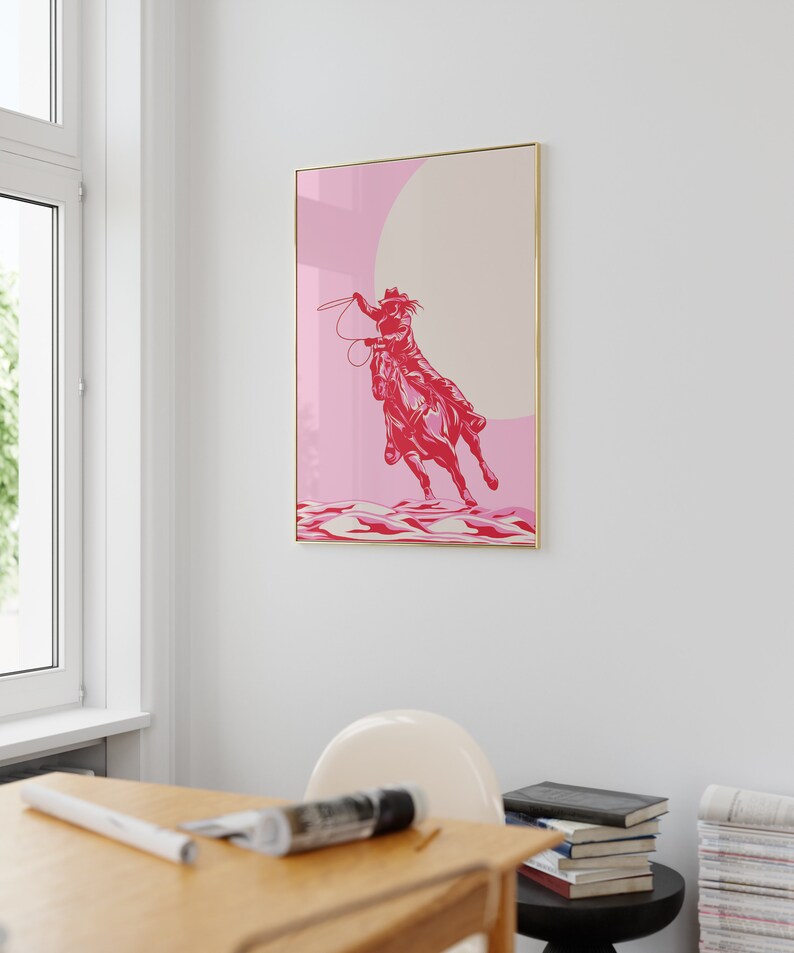 Trendy Pink and Red Cowgirl Print Preppy Western Wall Art - Etsy