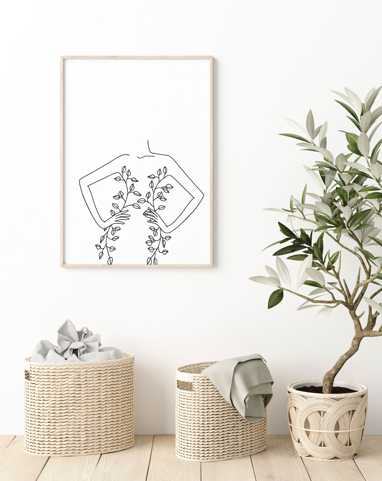 Woman Line Art, Chic Boho Wall Art, Minimalist Line Art Poster, Single ...