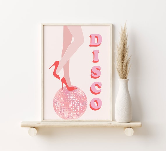 Trendy Pink and Red Print Retro Style Poster Cute Disco - Etsy