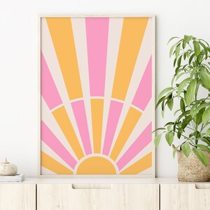 Trendy Gallery Wall Prints, Retro Art Print Bundle Set of 6, Colorful ...