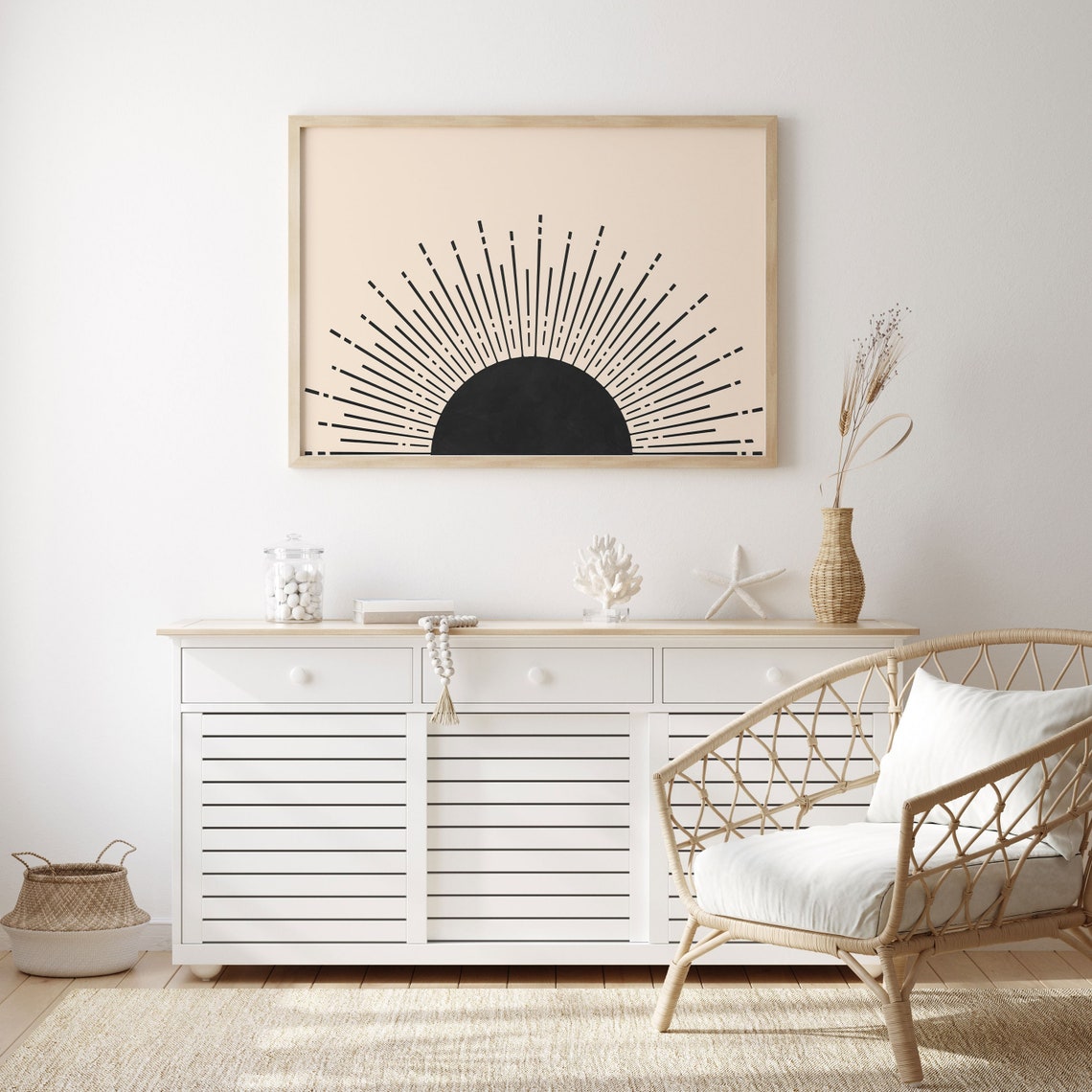 Black Sun Print, Horizontal Sun Poster, Digital Download Sun Wall Art ...