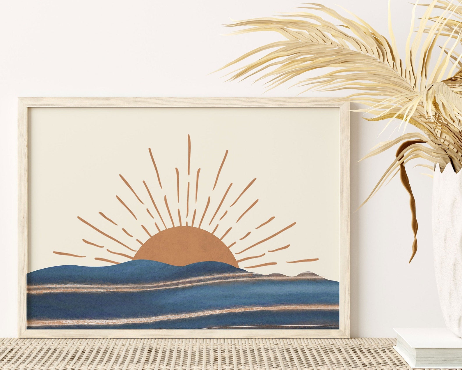 Boho Gallery Wall Art Set Modern Boho Print Set Navy and - Etsy