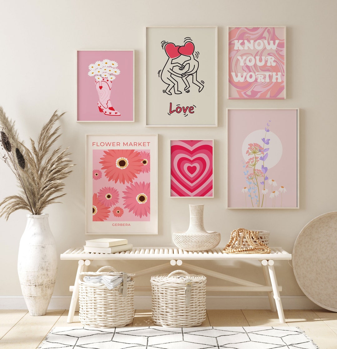 Colorful Boho Wall Art, Retro Art Print, Digital Download Set of 6 ...