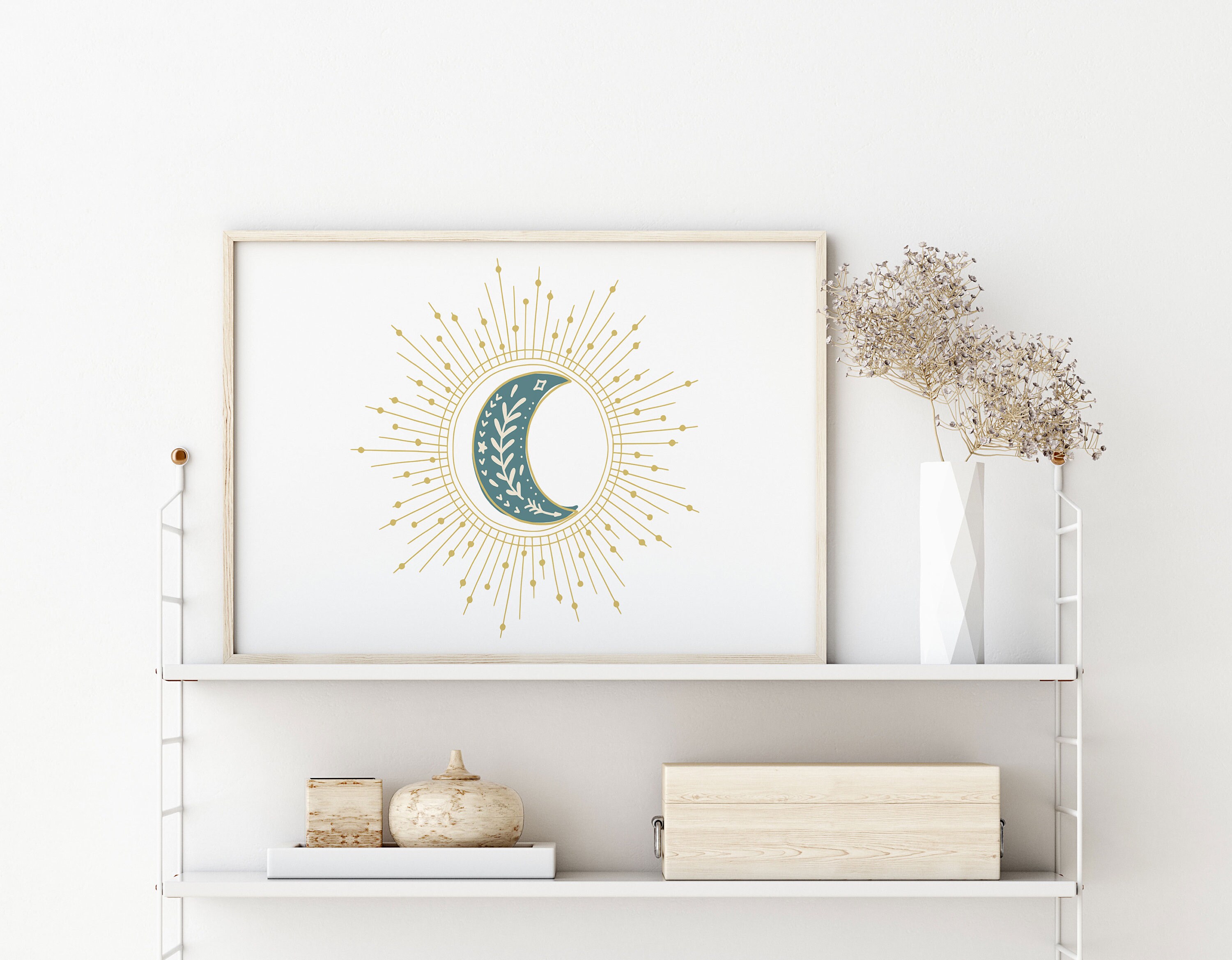 Mid Century Modern Art Sun and Moon Print Midcentury Print Boho Sun ...