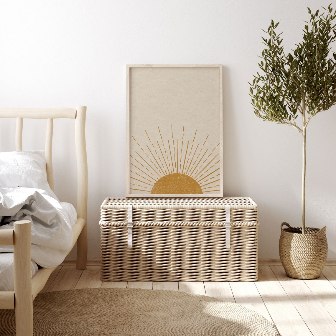 MODERN SUN ART, Midcentury Sun Poster, Boho Sun Wall Art, Sun Rays ...