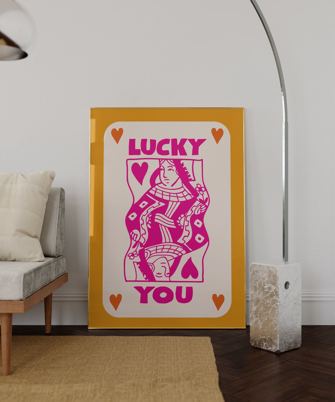 Lucky You Pink and Orange Preppy Wall Art, Lucky You Print, Aesthetic ...