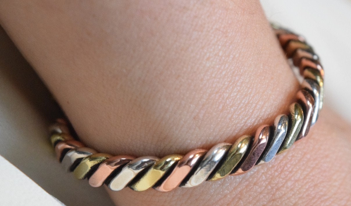 3 Metal Bracelet: Copper Silver Brass - Etsy