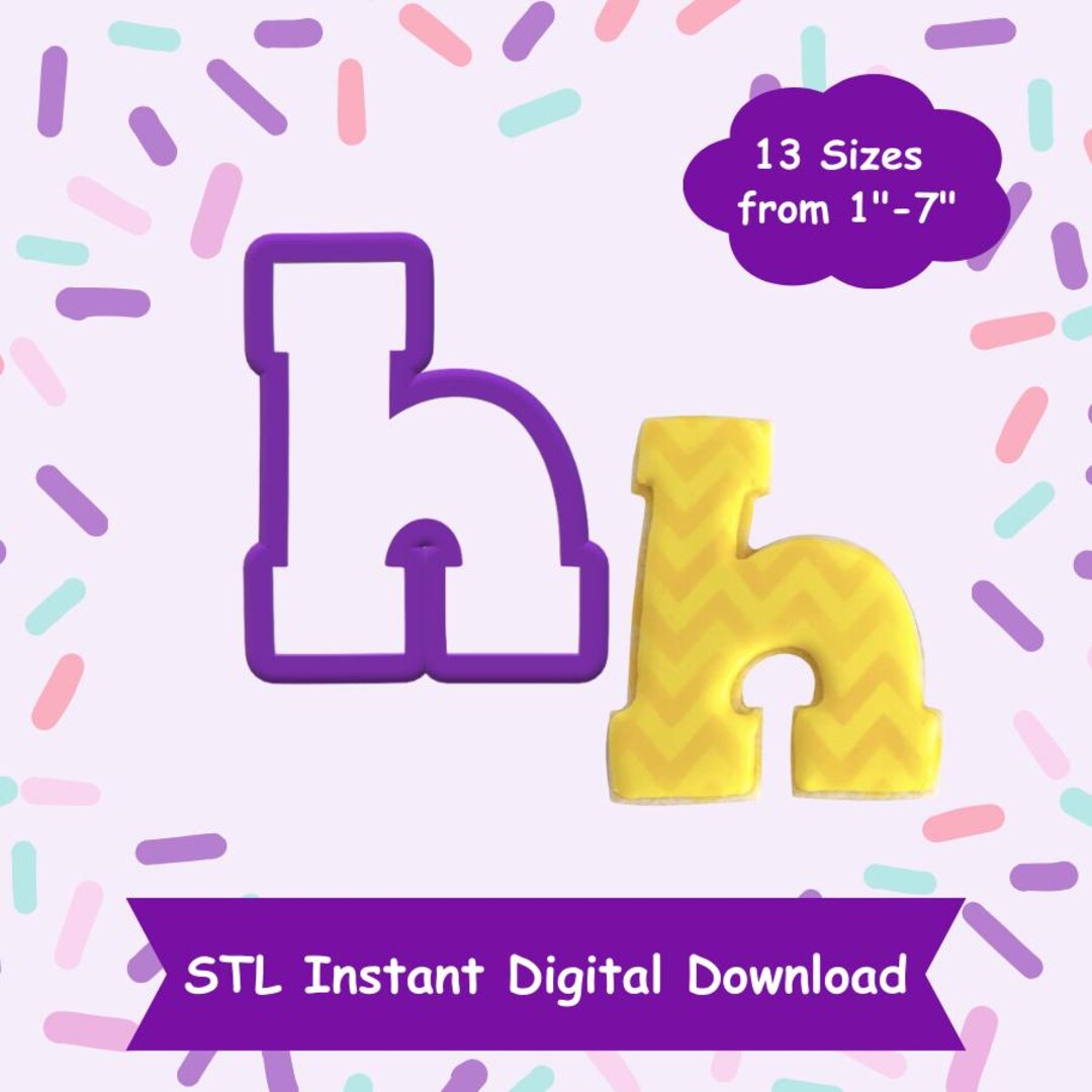 Lowercase Block Letter H Cookie Cutter STL Digital Download - STL ...