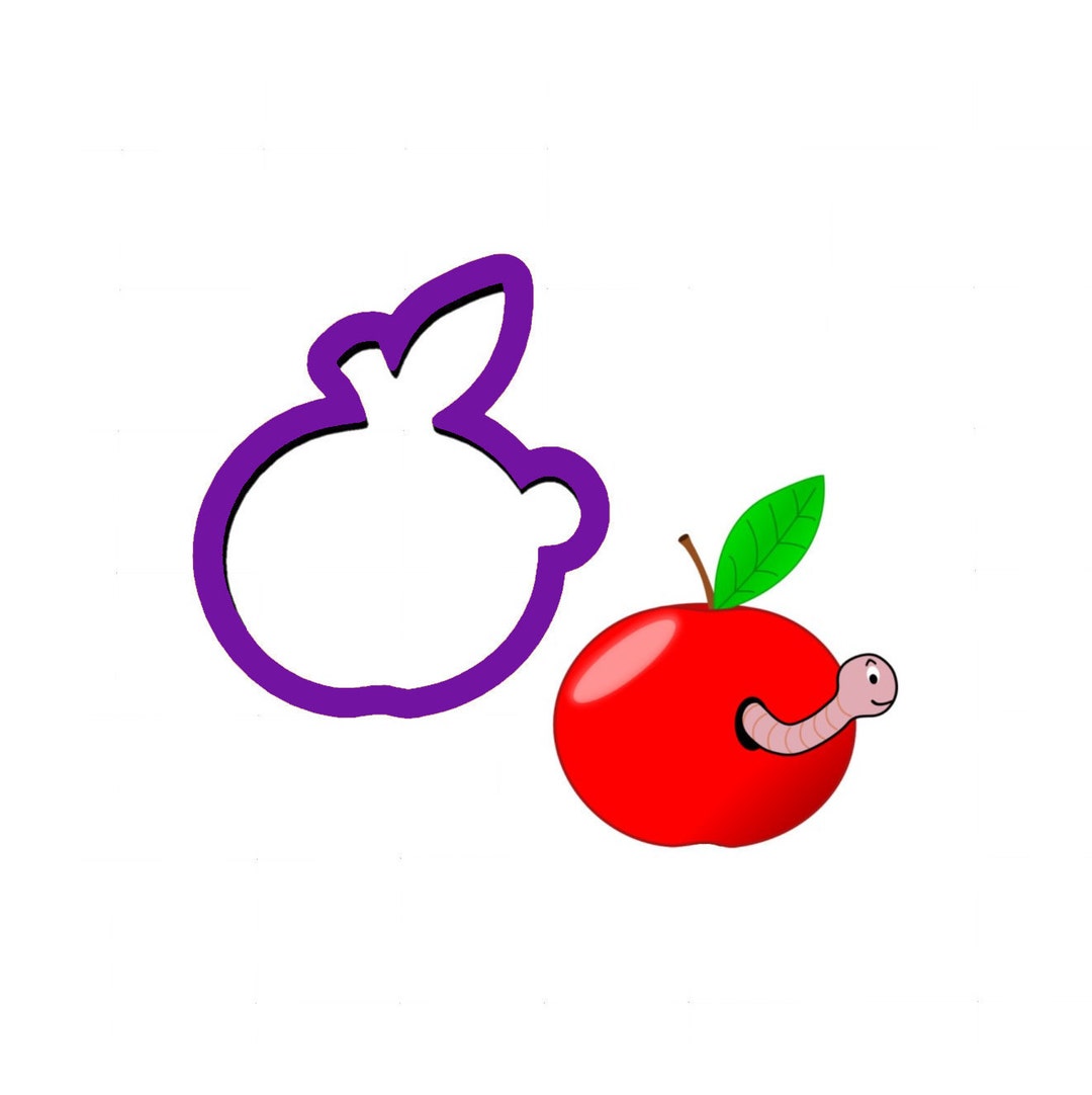 Apple With Worm Cookie Cutter - Fruit Cookie Cutters - School Cookie ...