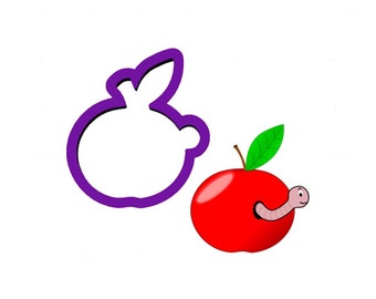 Apple With Worm Cookie Cutter - Etsy