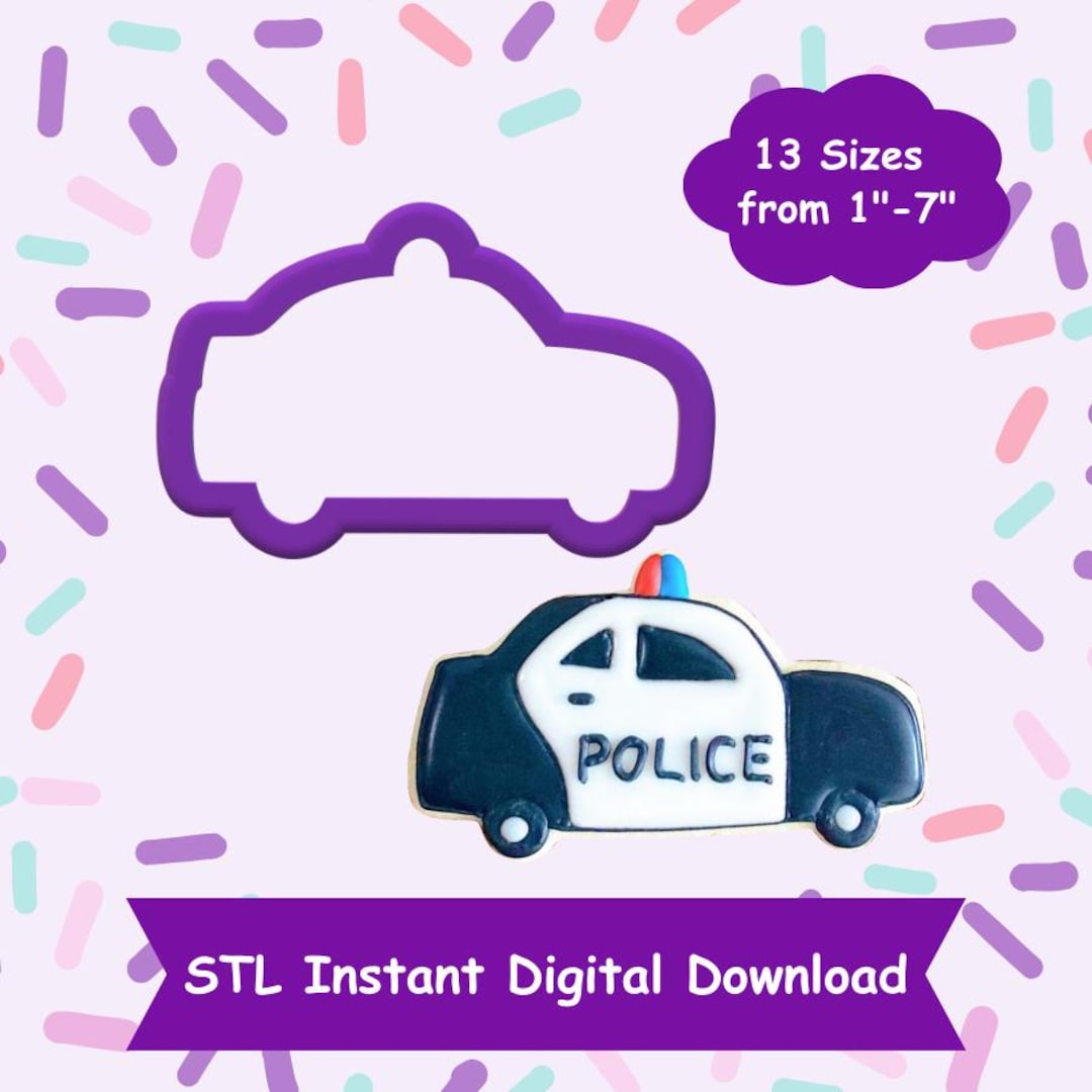 Police Car Cookie Cutter STL Digital Download - STL Instant Digital ...